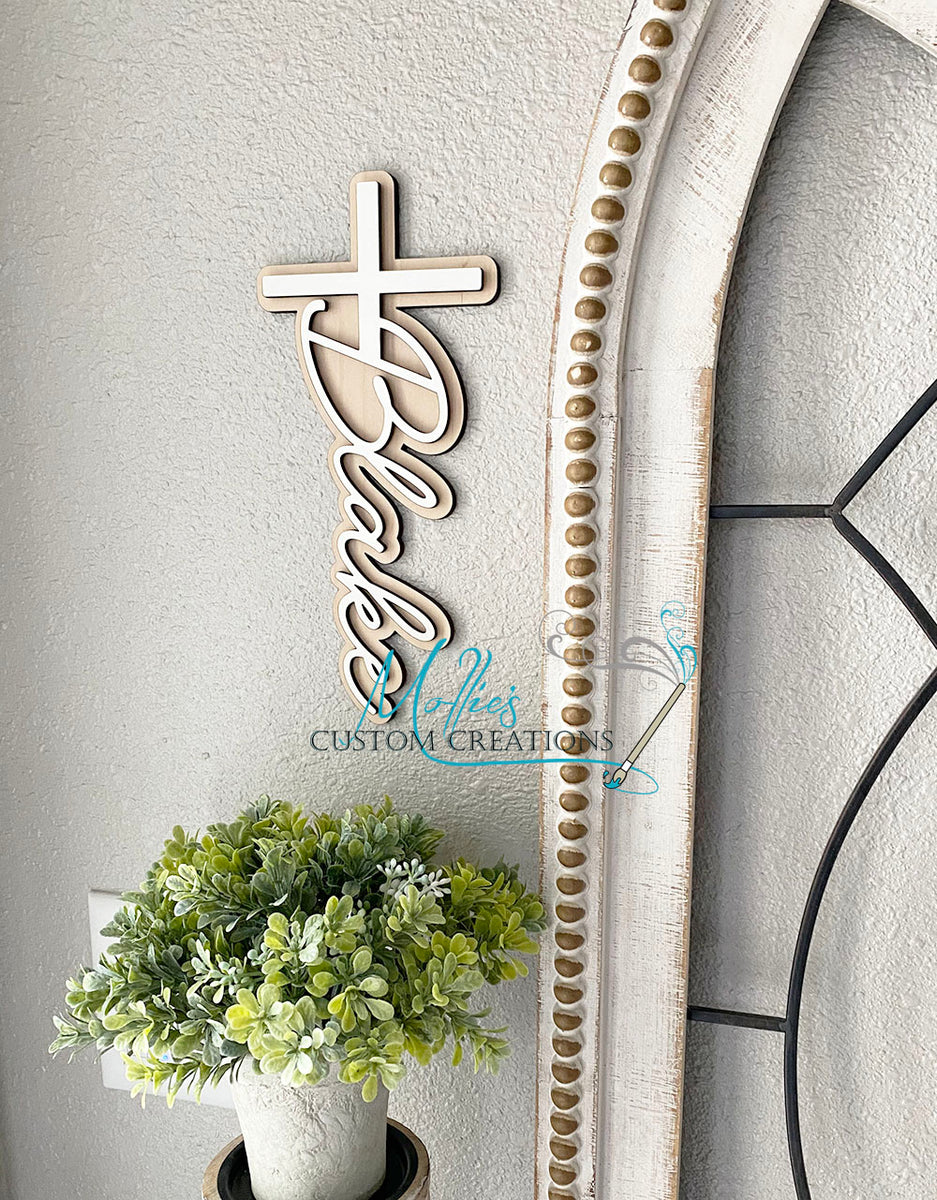 Personalized Cursive Name Cross Wood Wall Décor | Baptism Cross | Firs ...