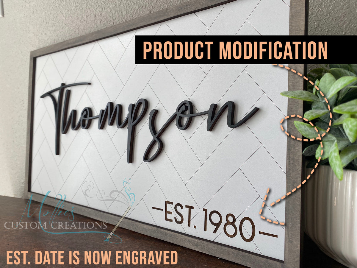 Last Name & Est. Date Sign | Family Name With Wedding Established Date ...